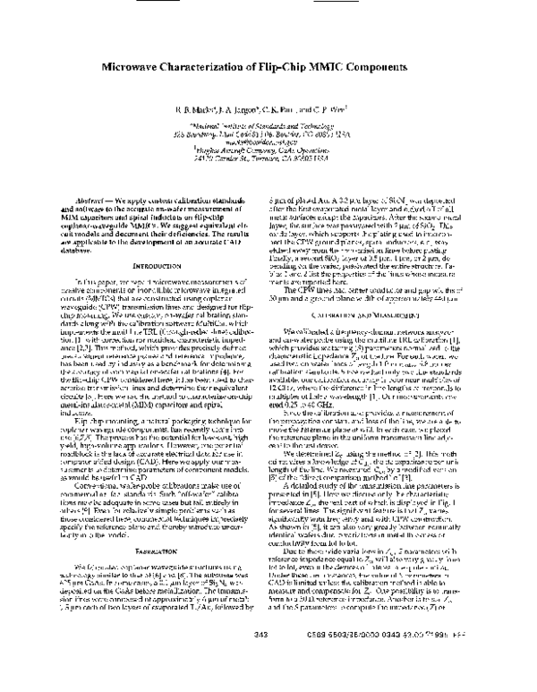 (PDF) Microwave characterization of flip-chip MMIC components