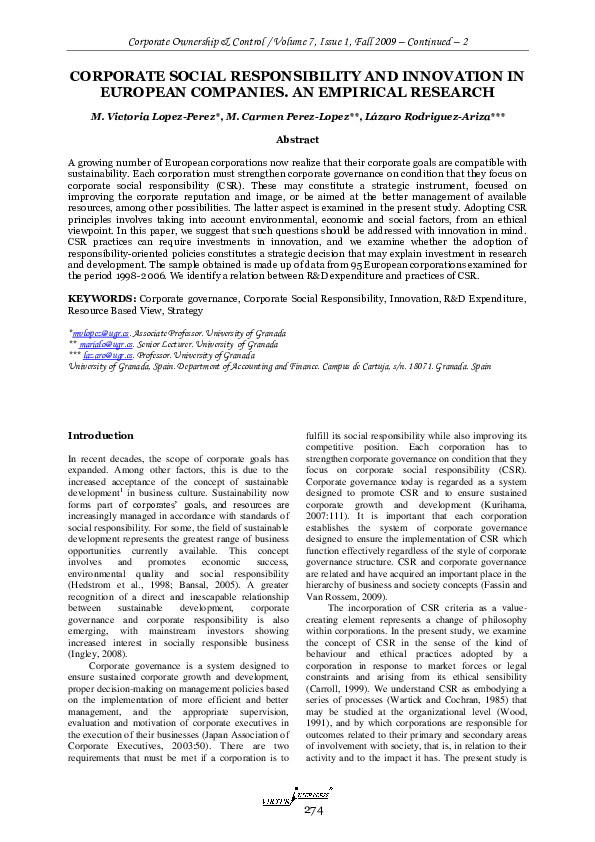 (PDF) Corporate social responsibility and innovation: a resource‐based ...