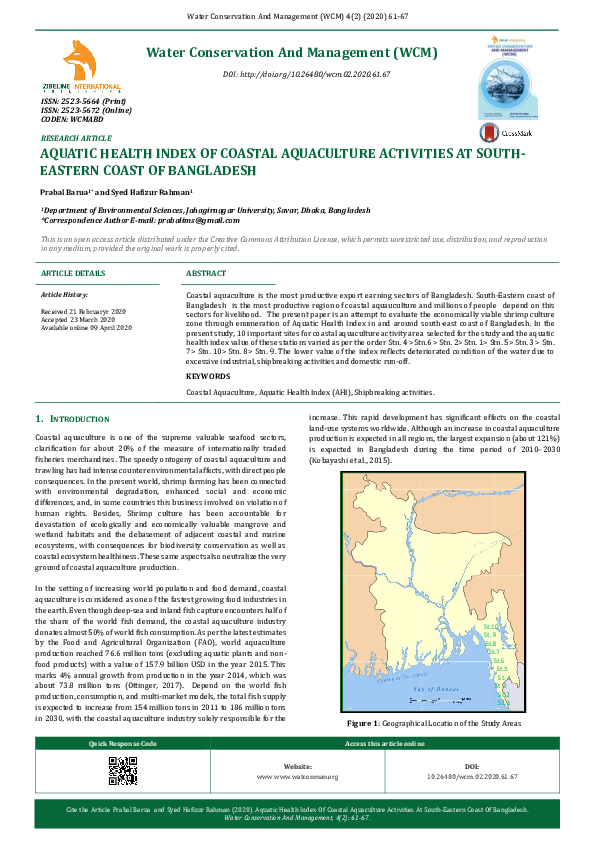 (PDF) Aquatic Health Index of Coastal Aquaculture Activities at South ...