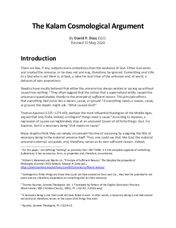 (PDF) The Kalam Cosmological Argument