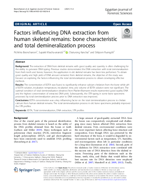 (PDF) Factors influencing DNA extraction from human skeletal remains ...
