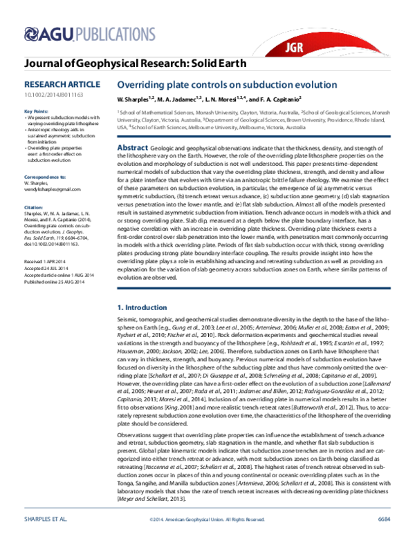 (PDF) Overriding plate controls on subduction evolution
