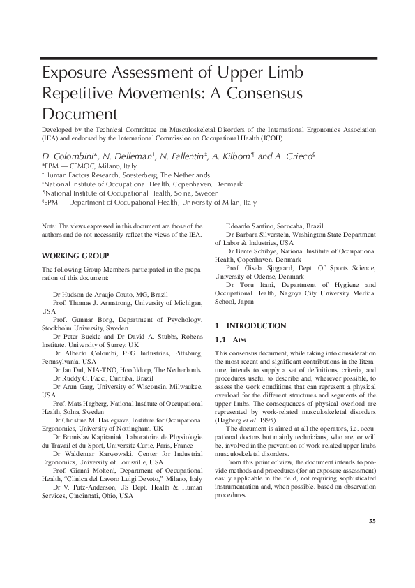 (PDF) Exposure Assessment of Upper Limb Repetitive Movements | Waldemar ...