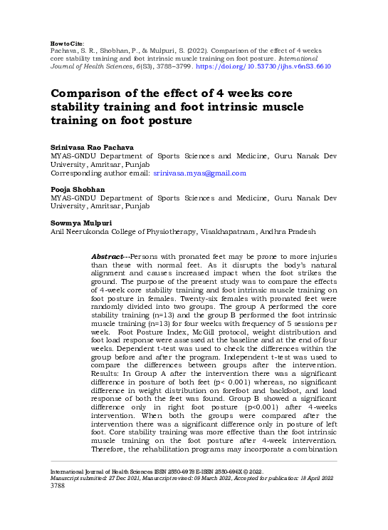 (PDF) Comparison of the effect of 4 weeks core stability training and ...