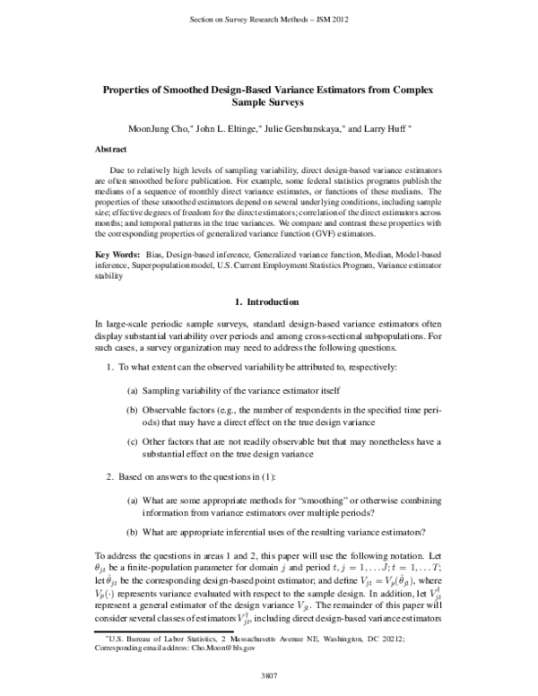 (PDF) Properties of Smoothed Design-Based Variance Estimators from ... (PDF) Properties of Smoothed Design-Based Variance Estimators from ...