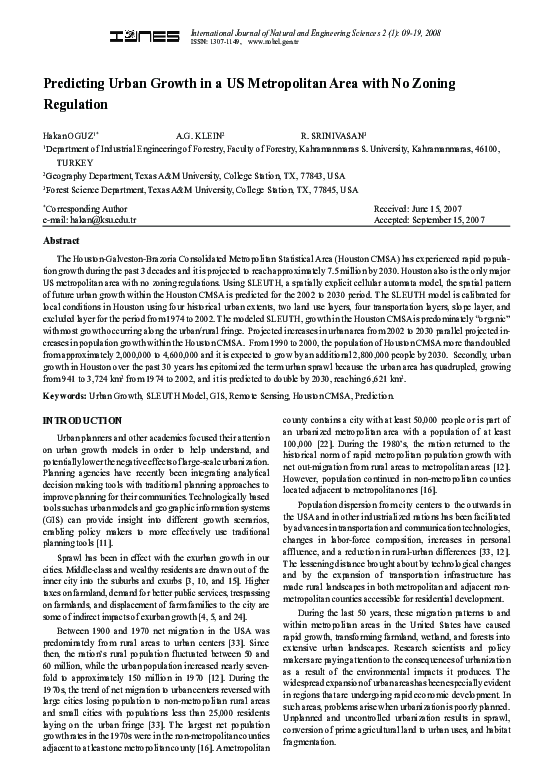 (PDF) Predicting Urban Growth in a US Metropolitan Area with No Zoning Regulation