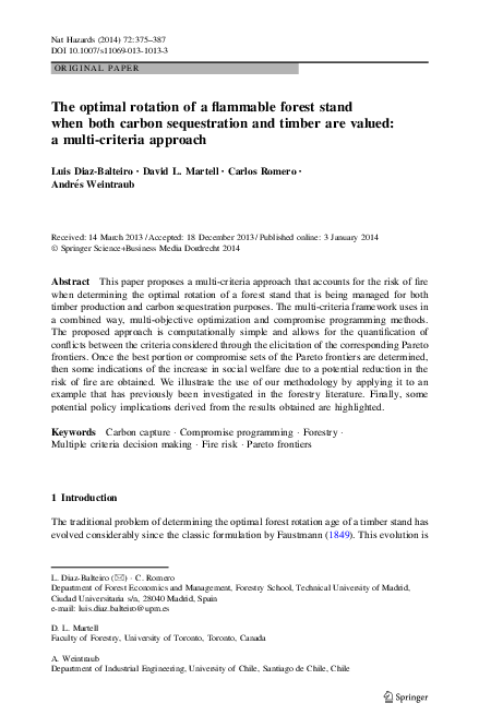 (PDF) The optimal rotation of a flammable forest stand when both carbon ...