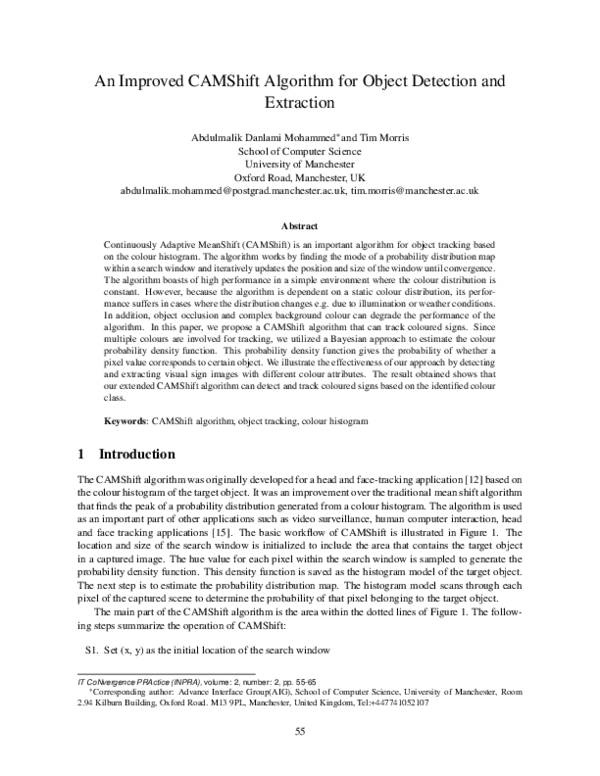 (PDF) An Improved CAMShift Algorithm for Object Detection and Extraction