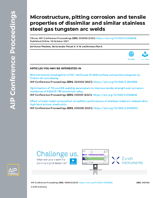 (PDF) Microstructure, pitting corrosion and tensile properties of ...