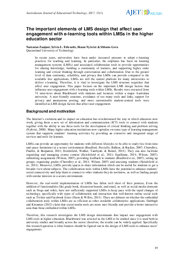 (PDF) The important elements of LMS design that affect user engagement ...