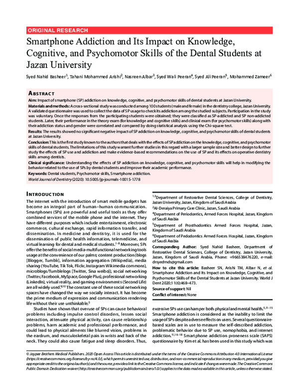 (PDF) Smartphone Addiction and Its Impact on Knowledge, Cognitive, and ...