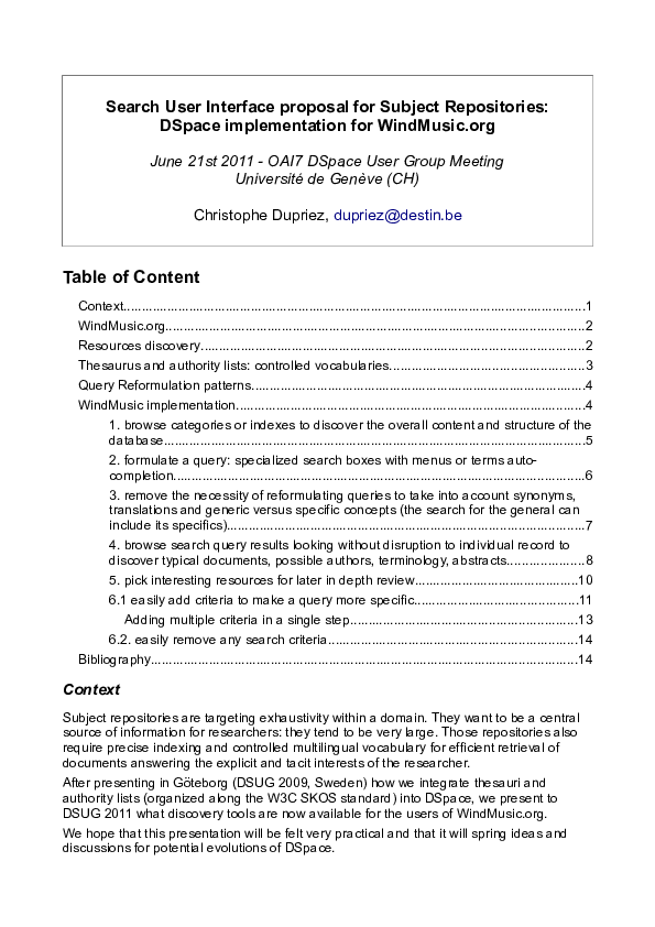 (PDF) Search User Interface proposal for Subject Repositories: DSpace ...
