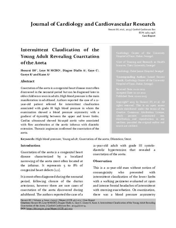 (PDF) Intermittent Claudication of the Young Adult Revealing ...