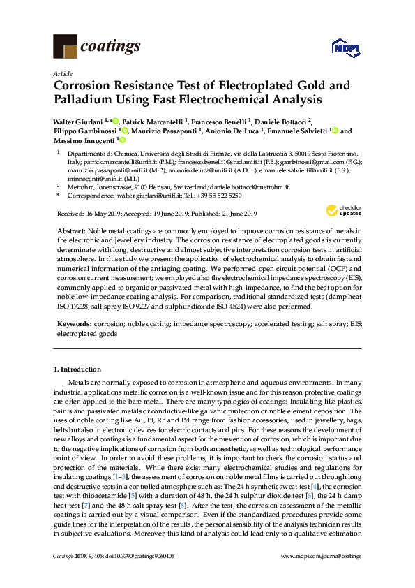 (PDF) Corrosion Resistance Test of Electroplated Gold and Palladium ...