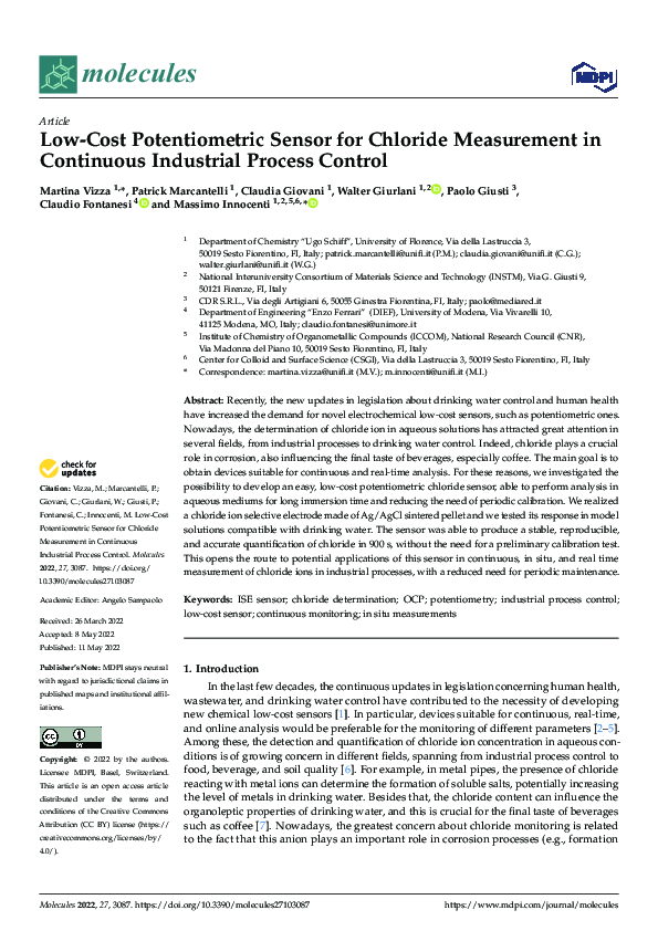 (PDF) Low-Cost Potentiometric Sensor for Chloride Measurement in ...