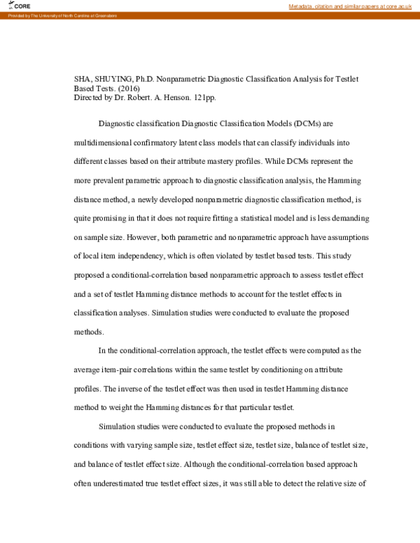 (PDF) Nonparametric diagnostic classification analysis for testlet ...