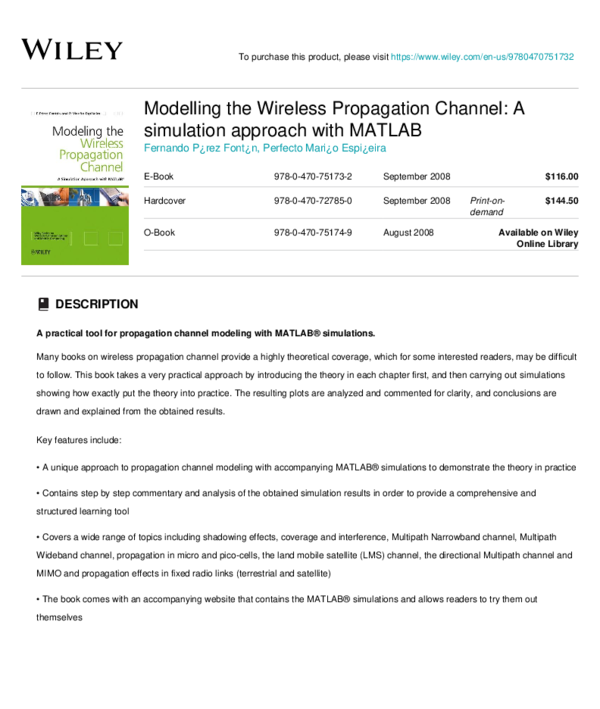 (PDF) Modelling the Wireless Propagation Channel: A simulation approach with Matlab | Fernando ...