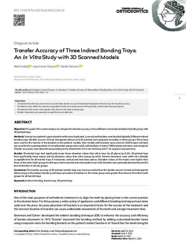 (PDF) 3D-Printed Trays Offer Superior Indirect Bonding Accuracy