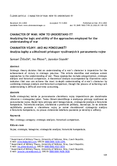 (PDF) Character of War: How to Understand It? | Ivo Pikner - Academia.edu