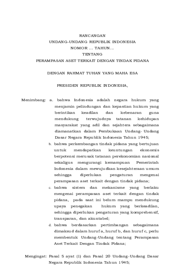 (PDF) Draft Final RUU Perampasan Aset