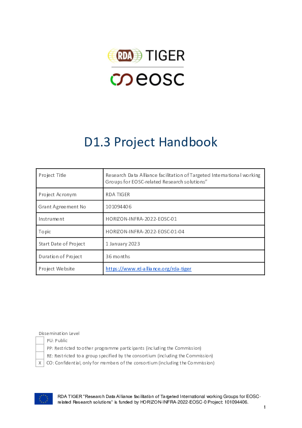 (PDF) RDA TIGER D1.3 Project Handbook