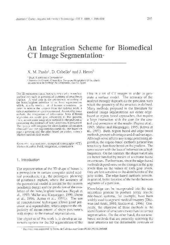 (PDF) An Integration Scheme for Biomedical CT Image Segmentation