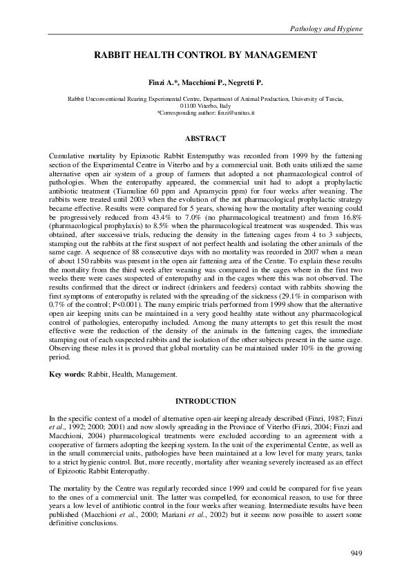 (PDF) Rabbit health control by management