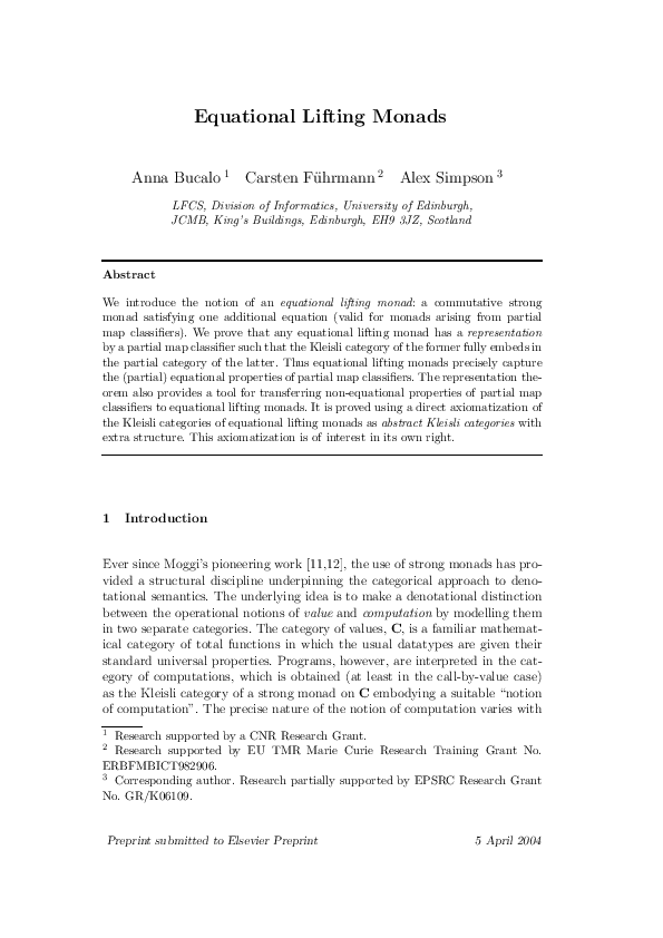(PDF) Equational Lifting Monads