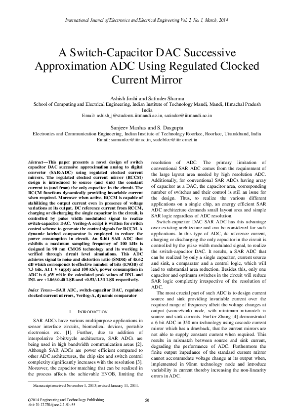 (PDF) A Switch-Capacitor DAC Successive Approximation ADC Using ...