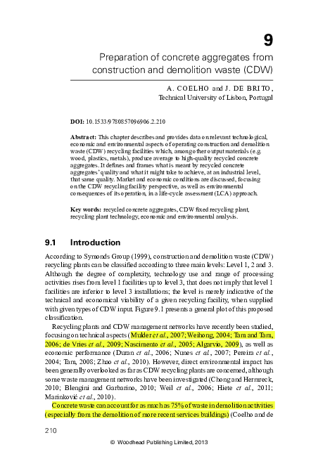 (PDF) Preparation of concrete aggregates from construction and ...
