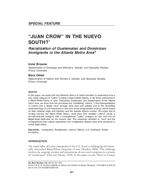 (PDF) “Juan Crow” in the Nuevo South?