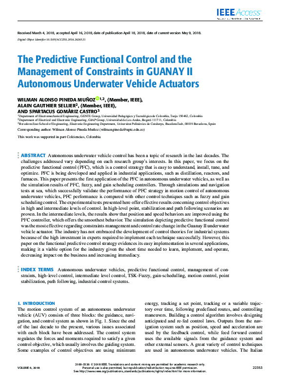 (PDF) The Predictive Functional Control and the Management of Constraints in GUANAY II ...