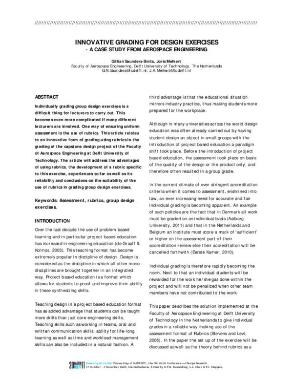 (PDF) Innovative Grading for Design Exercises: A Case Study From ...