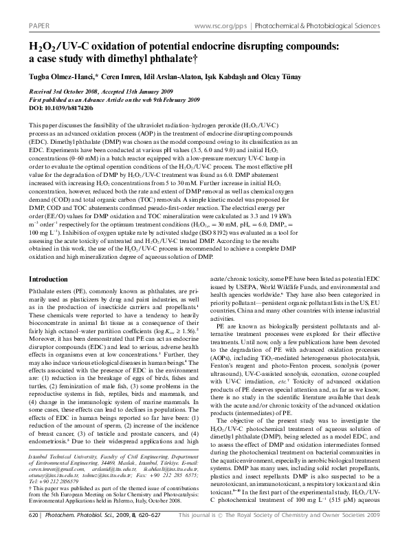 (PDF) H2O2/UV-Coxidation of potential endocrine disrupting compounds: a case study with dimethyl ...