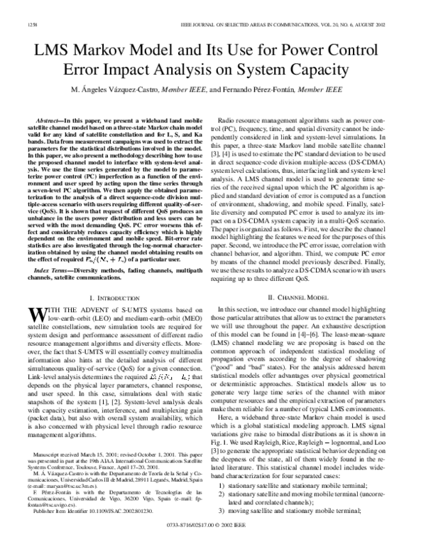 (PDF) LMS Markov model and its use for power control error impact analysis on system capacity ...