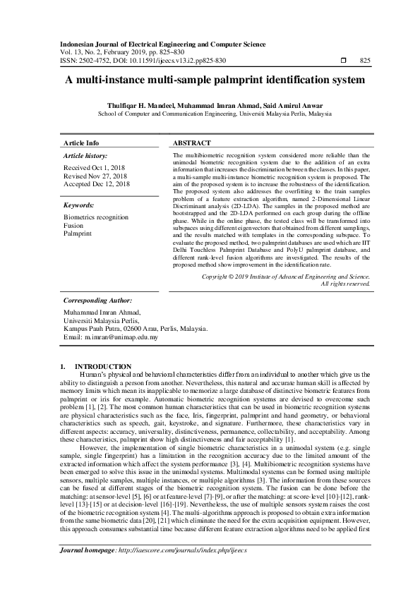 (PDF) A multi-instance multi-sample palmprint identification system ...