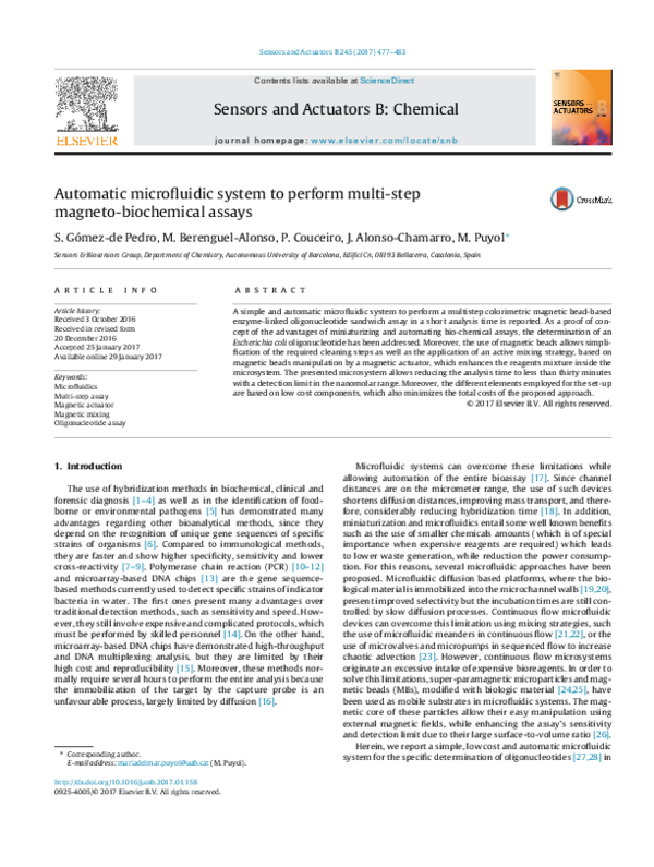(PDF) Automatic microfluidic system to perform multi-step magneto-biochemical assays