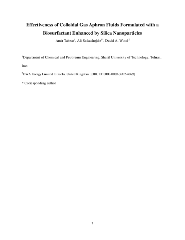 (PDF) Effectiveness of Colloidal Gas Aphron Fluids Formulated with a ...