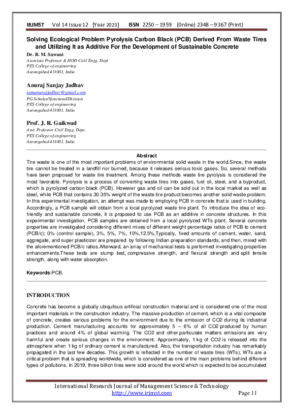 (PDF) Solving Ecological Problem Pyrolysis Carbon Black (PCB) Derived ...