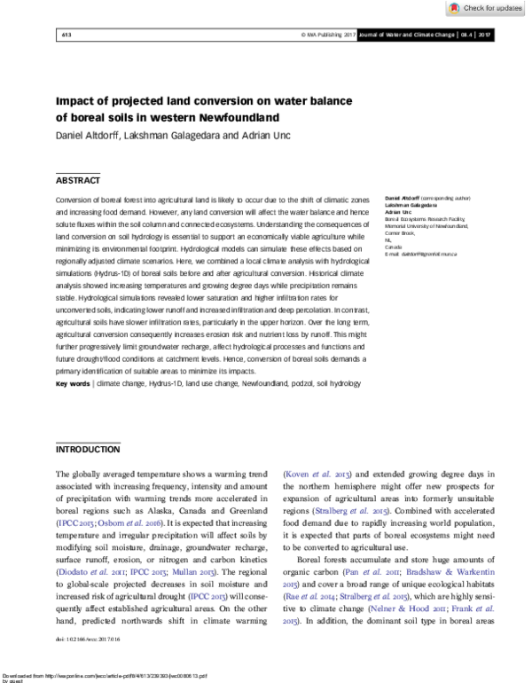 (PDF) Impact of projected land conversion on water balance of boreal ...