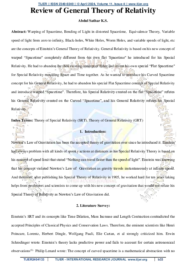 (PDF) Review of General Theory of Relativity