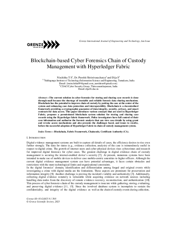 (PDF) Blockchain-based Cyber Forensics Chain of Custody Management with ...