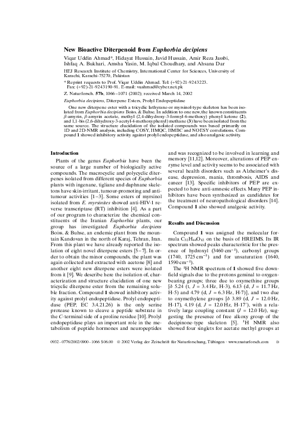 (PDF) New Bioactive Diterpenoid from Euphorbia decipiens