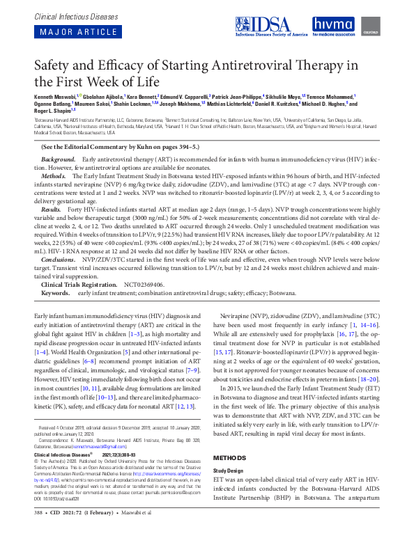 (PDF) Safety and Efficacy of Starting Antiretroviral Therapy in the ...