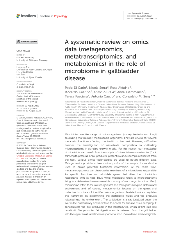 (PDF) A systematic review on omics data (metagenomics ...