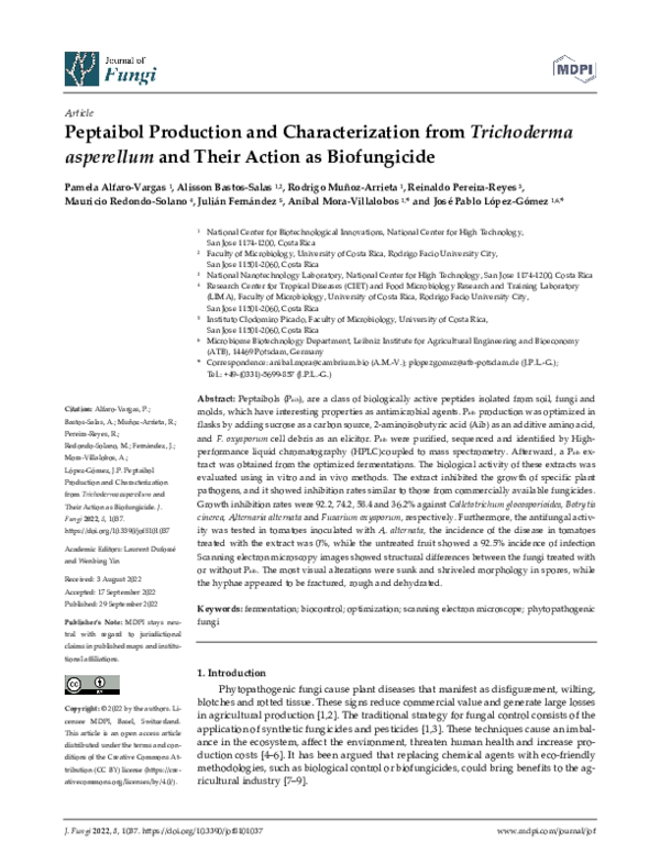 (PDF) Peptaibol Production and Characterization from Trichoderma asperellum and their Action as ...