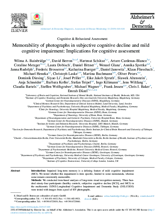 (PDF) Memorability of photographs in subjective cognitive decline and ...