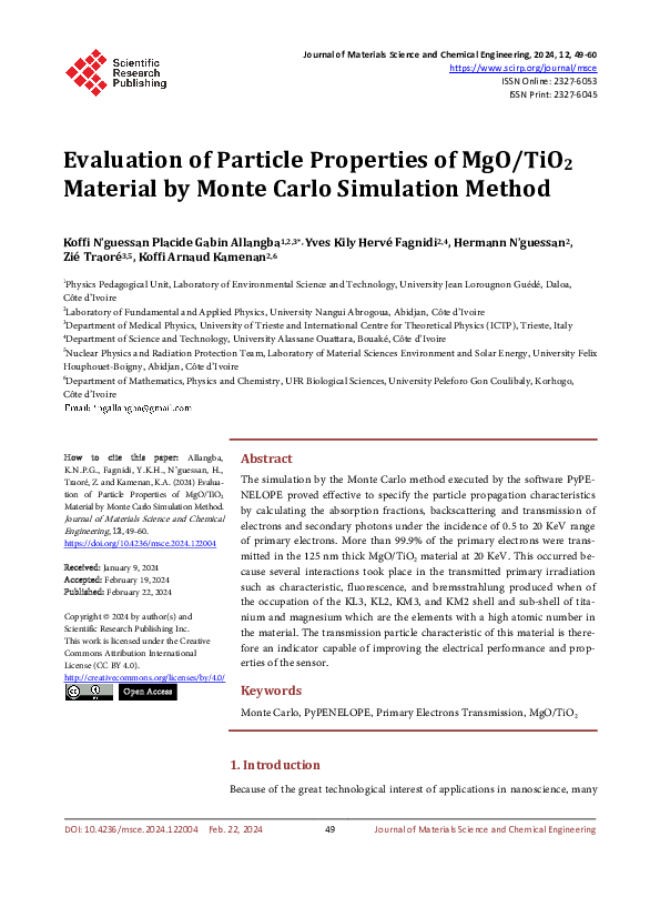 (PDF) Evaluation of Particle Properties of MgO/TiO 2 Material by Monte ...