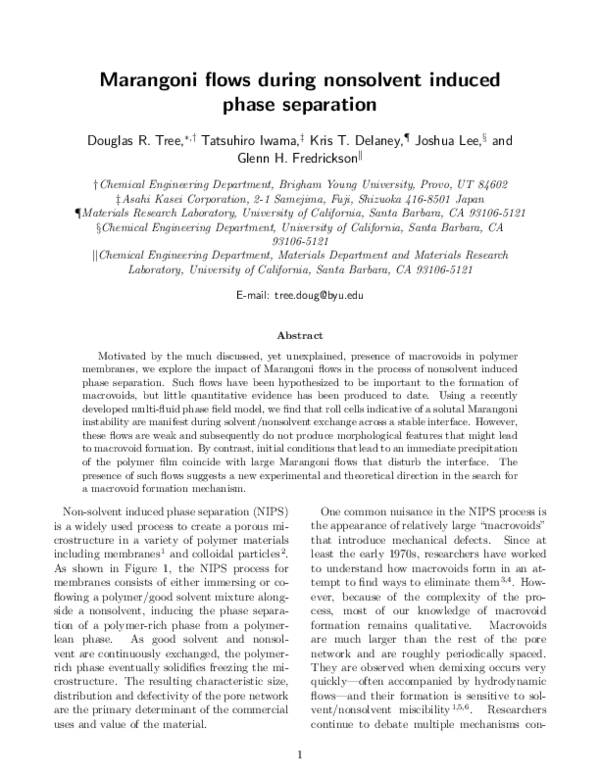 (PDF) Marangoni Flows during Nonsolvent Induced Phase Separation