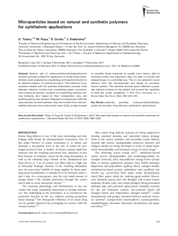 (PDF) Microparticles based on natural and synthetic polymers for ...